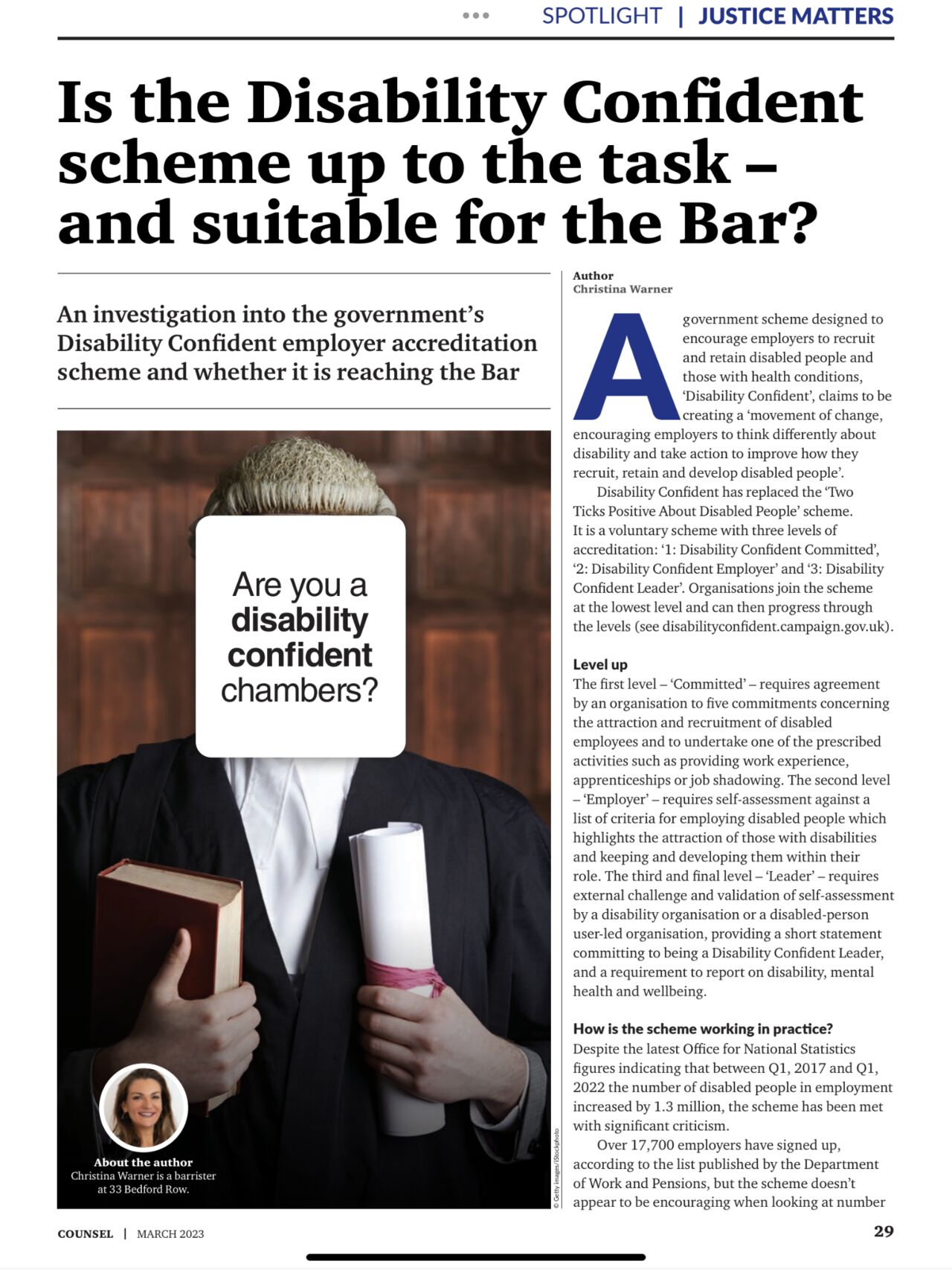 Christina Warner Looks at the Disability Confident